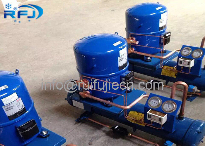 Blue Color Water Cooled Condenser , Maneurop Hermetic Compressor ...