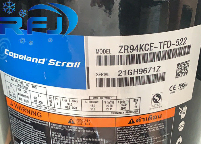 Copeland ZR94KCE-TFD-522 ZR Series Scroll Compressor 8HP High-Level Efficiency 3 Phase