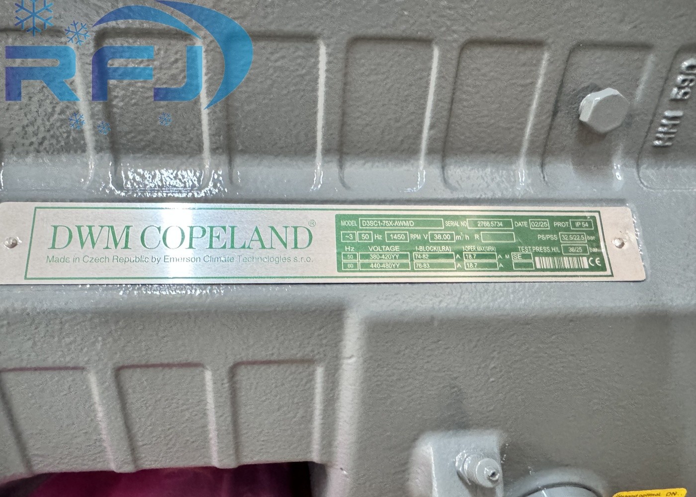 D3SC1-75X-AWM/D Copeland 7.5HP Semi Hermetic Refrigeration Compressor