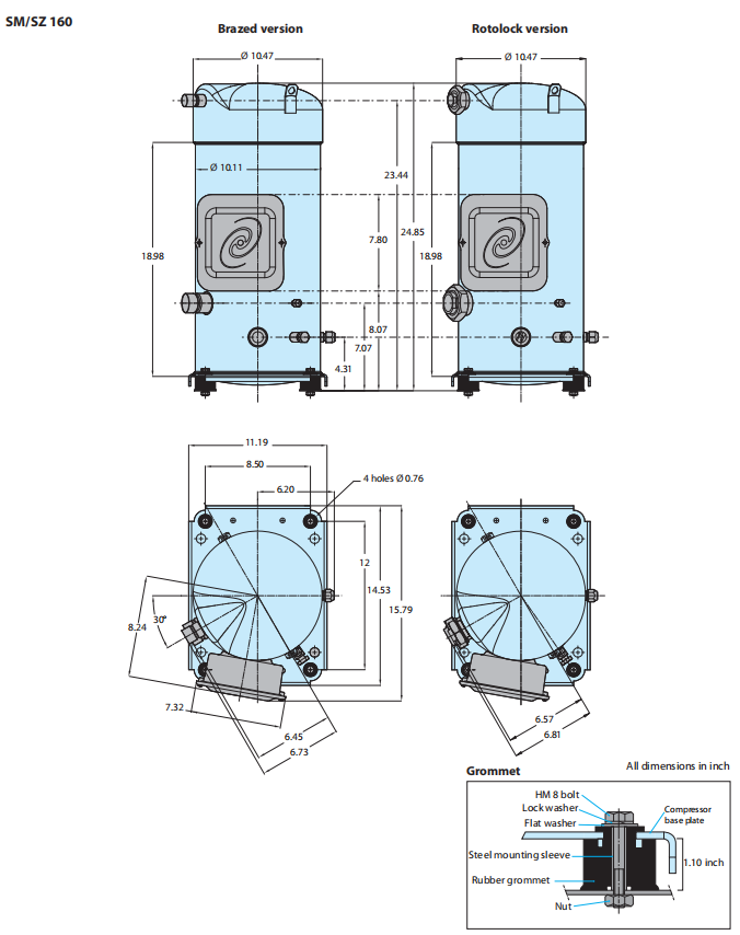 Performer AC Scroll Compressor 13HP 133500 BTU SM160T4CC For Refrigerator