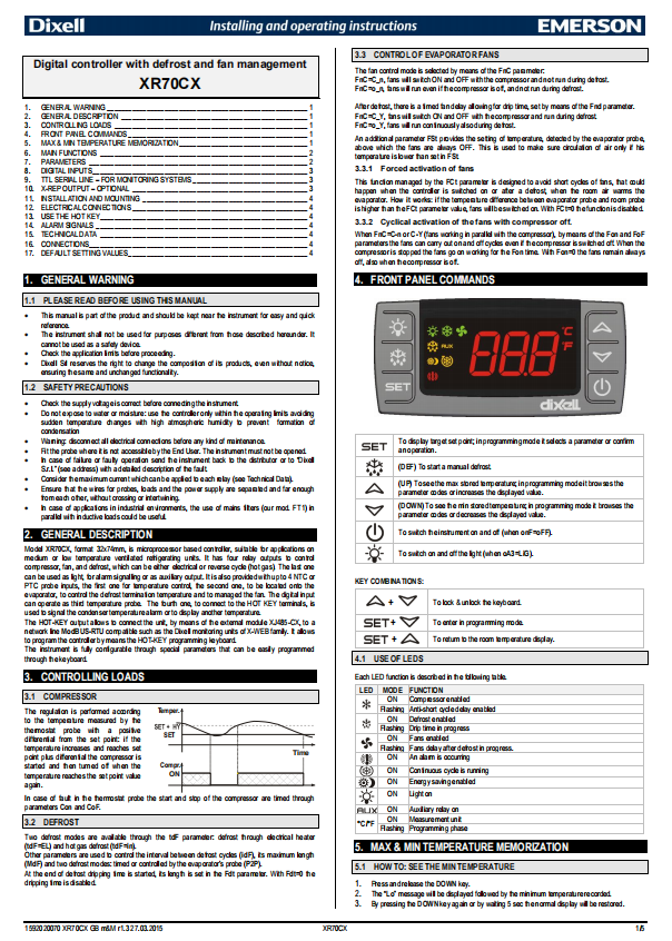 Dixell XR Series Digital Temperature Controller XR70CX-5N1C3