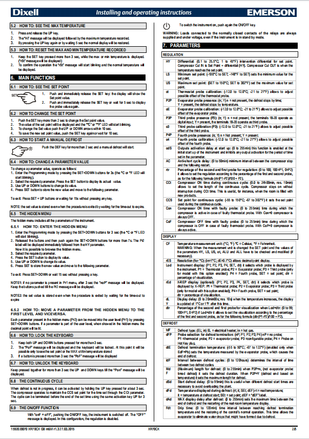 Dixell XR Series Digital Temperature Controller XR70CX-5N1C3