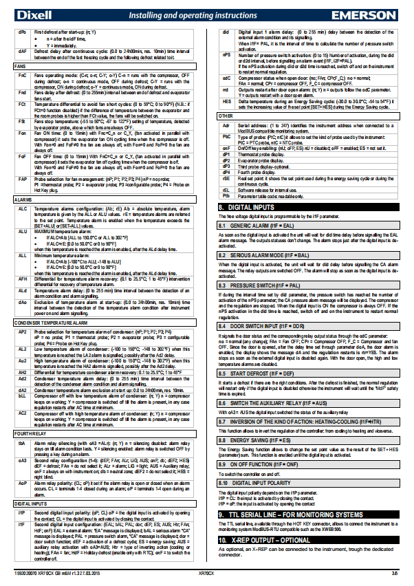 Dixell XR Series Digital Temperature Controller XR70CX-5N1C3