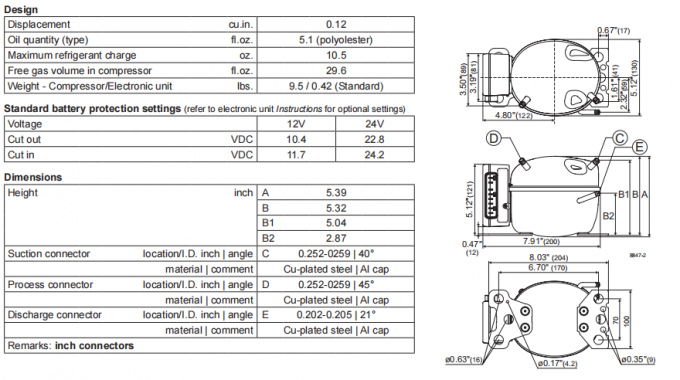 BD35F Hermetic Piston Refrigeration Compressor R134a 100-240V/50-60Hz